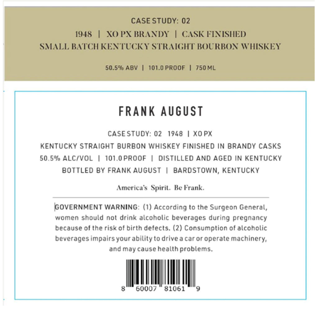 Frank August Bourbon Case Study: 02 XO PX Brandy – Chips Liquor