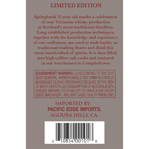 Springbank 25yr Scotch Whisky – Chips Liquor