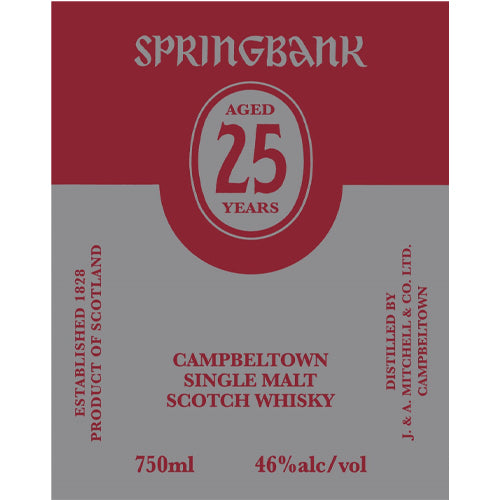 Springbank 25yr Scotch Whisky – Chips Liquor